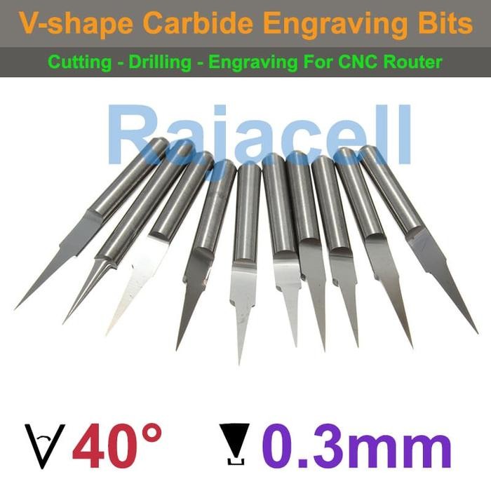 Jual 10Pcs V-Shape 40' D: 0.3Mm Drill Engraving Bits Cnc Router Bor Ir ...
