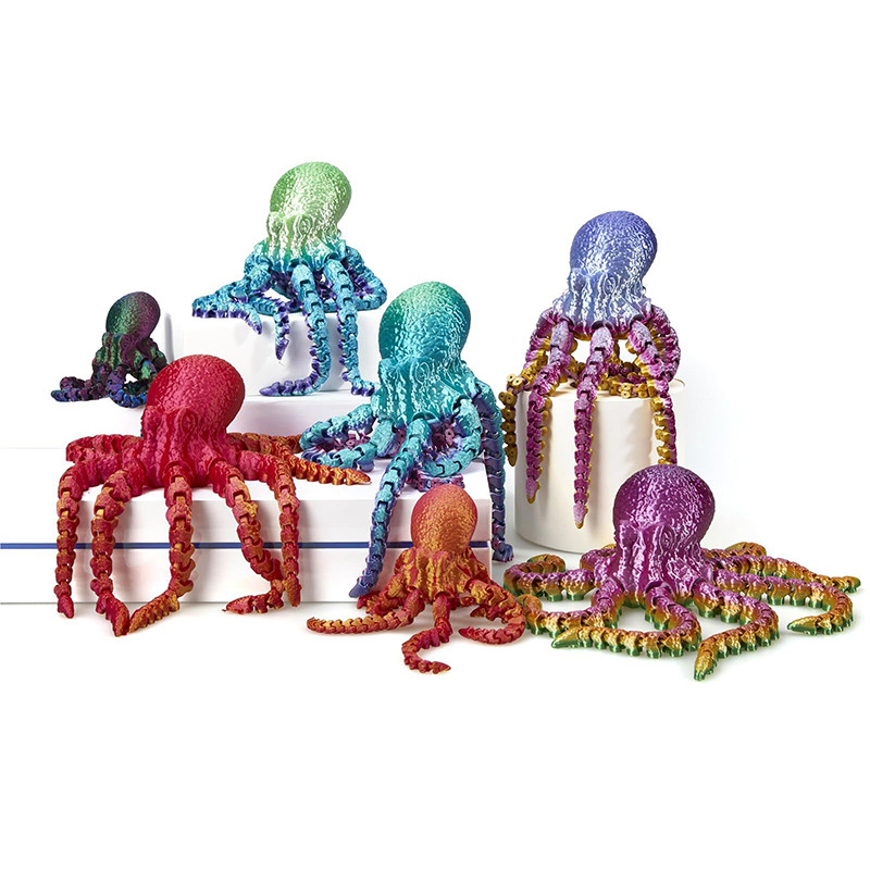 Jual Colorful 3D Printed Octopus With Movable Joints, Shapeable ...