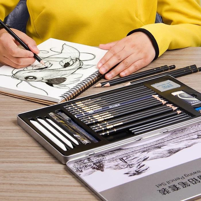 Jual Nyoni Drawing Pencil Gambar Set 29pcs Metal Tin Box Pensil Gambar ...