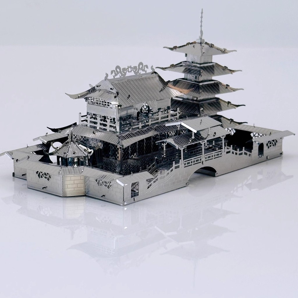 Jual MMZ MODEL 3D Metal Puzzle Chinese classical Longyuan Pavilion ...