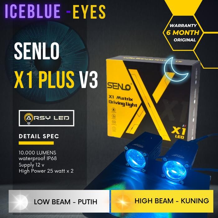 Jual mini laser senlo T1 Plus V3 blue lens lampu led motor mobil kabut ...