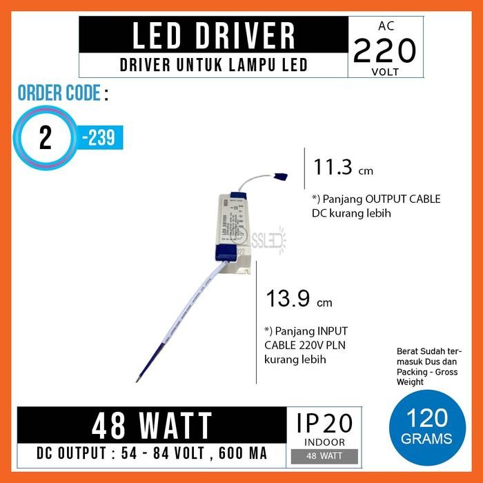 Jual LED Driver 48 Watt Power DC 54 -84 Volt 600mA Power Supply ...