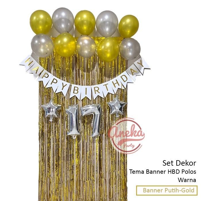 Jual Paket Dekorasi HBD Banner Polos / Simpel Dekorasi HBD Elegan / Set ...
