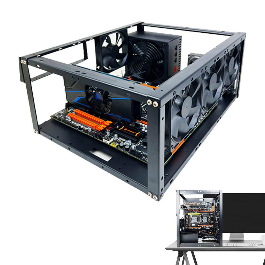 Jual DIY Computer Motherboard Case Rack Aluminum Frame Chassis Cooling ...