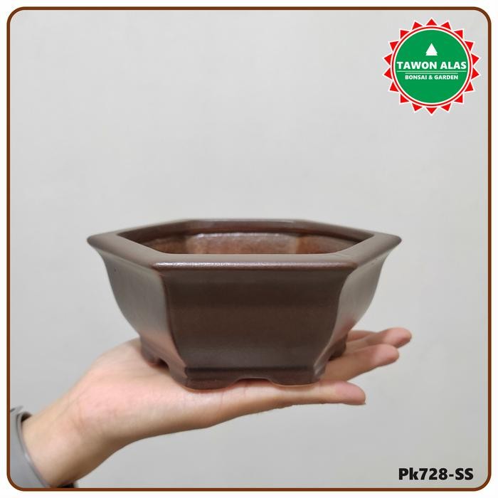 Jual Pot Keramik Bonsai Kaktus Sukulen Segi Enam Mame Small Kecil Mini ...