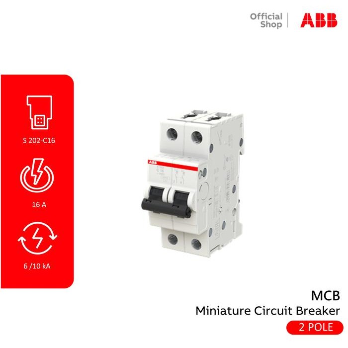 Jual [ABB] MCB 2P 16A 6kA S202-C16 2CDS252001R0164 | Shopee Indonesia