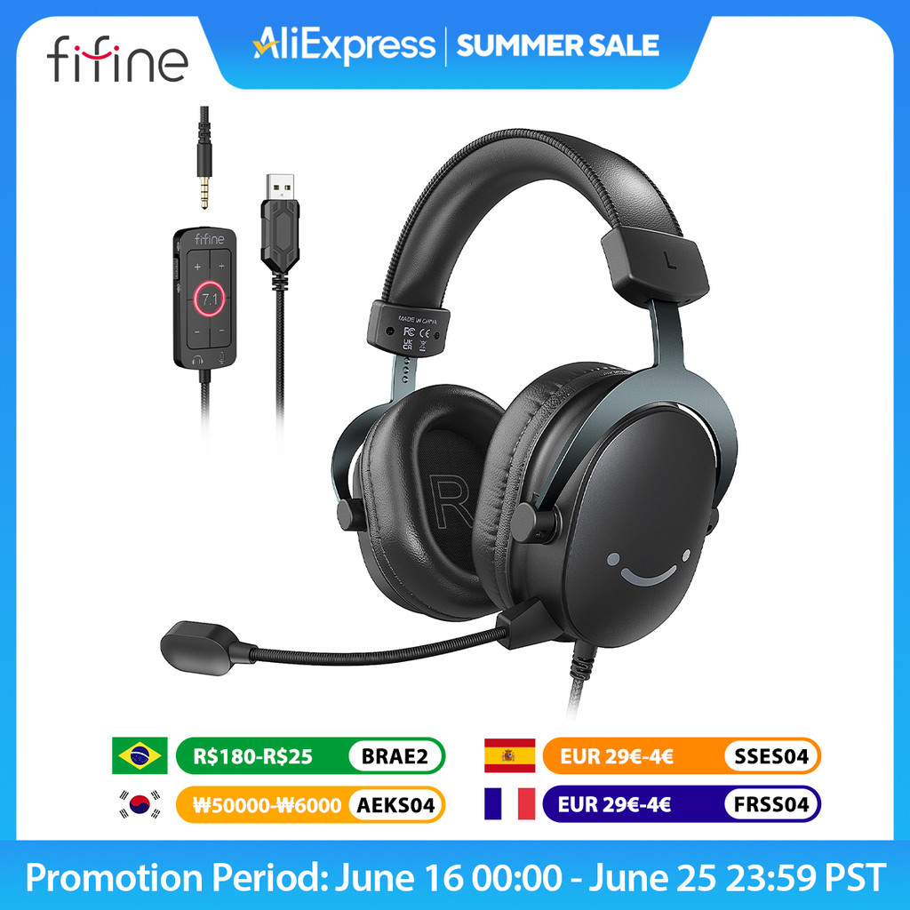 Jual FIFINE Headset,3.5 mm jack&USB Headphone with 7.1 Surround Sound ...
