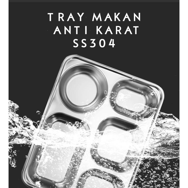 Jual Food Tray Stainless Steel 304 Piring Makan Nampan Besi Lunch Box ...