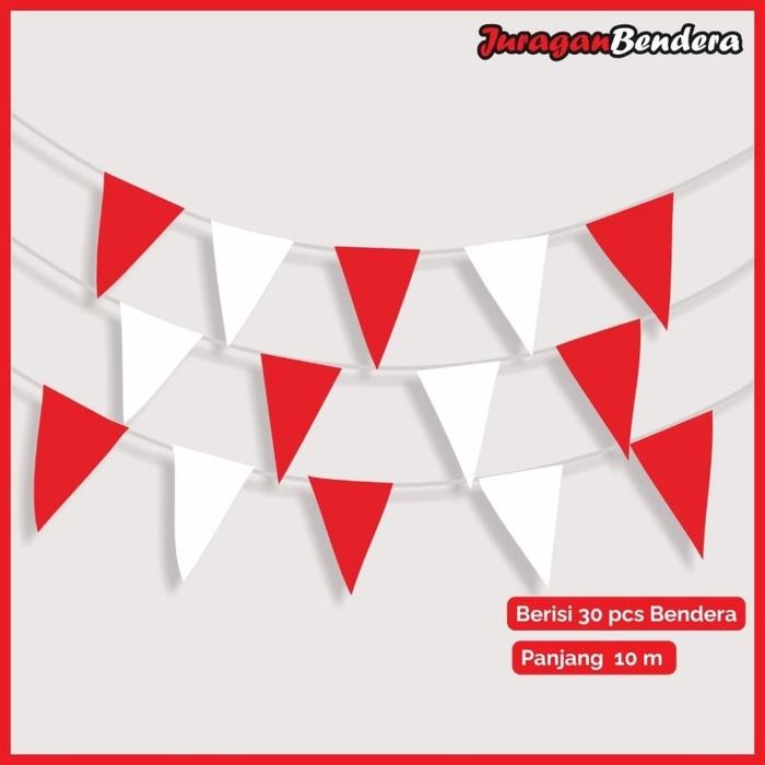 Jual (Allthebest) Bunting Flag Merah Putih Spundbond Bendera Segitiga Hiasan Dekorasi 17 ...