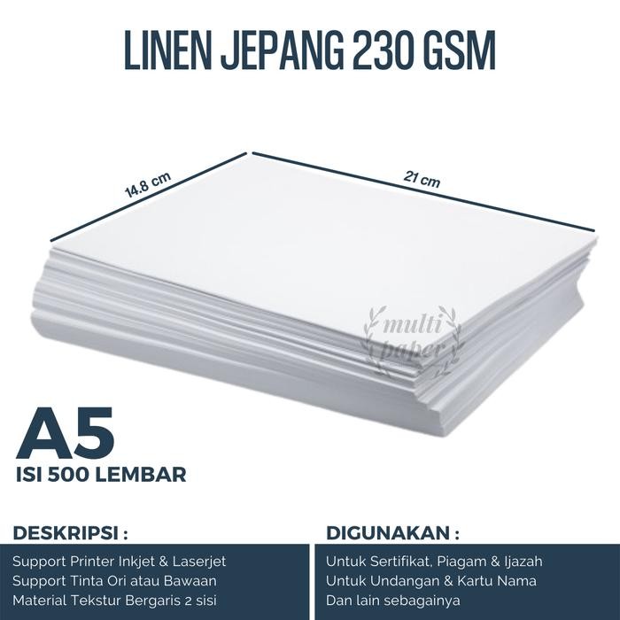 Jual Kertas Linen A5 230 gr isi 500 lembar / Kertas Linen Jepang 230 gr ...
