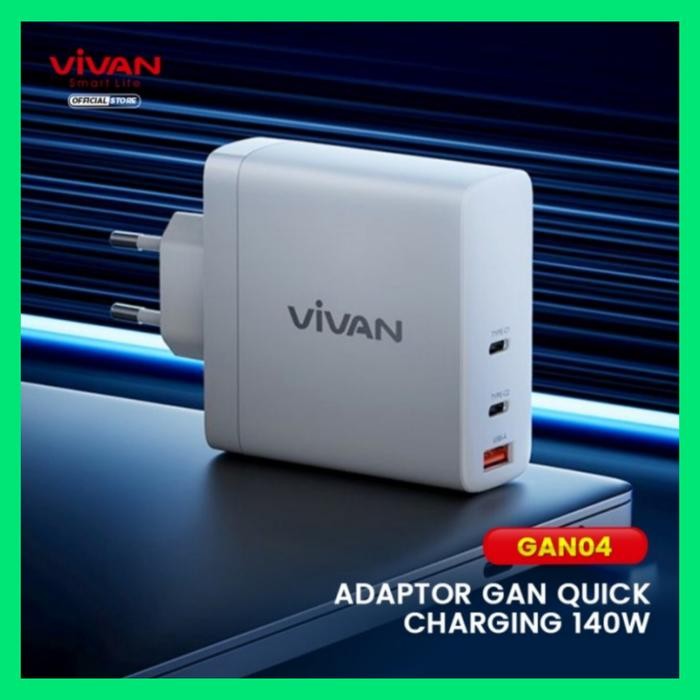 Jual Vivan Charger GaN04 Fast Charging 140W 5A 3 Output PD QC Happy ...