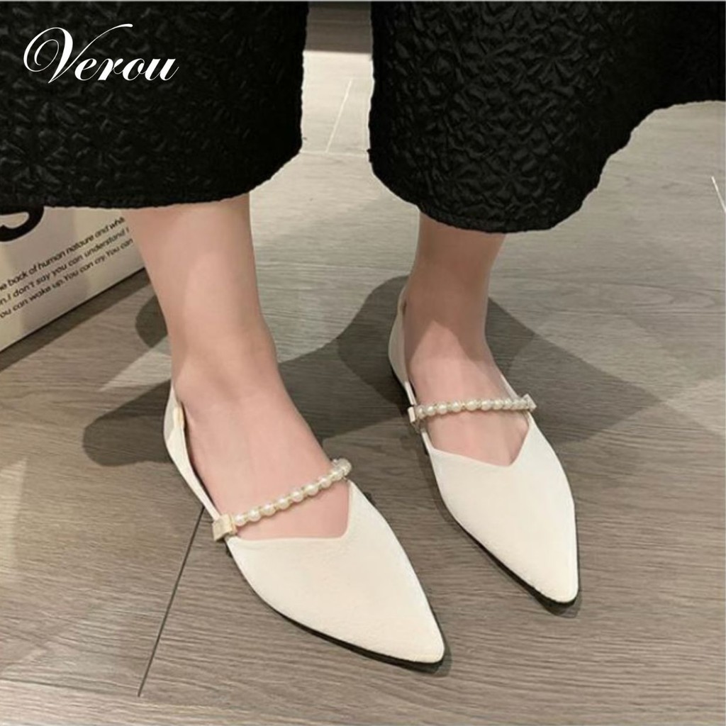 Jual VEROU - Hazel Flat Shoes Mutiara Elegant Wanita | Shopee Indonesia