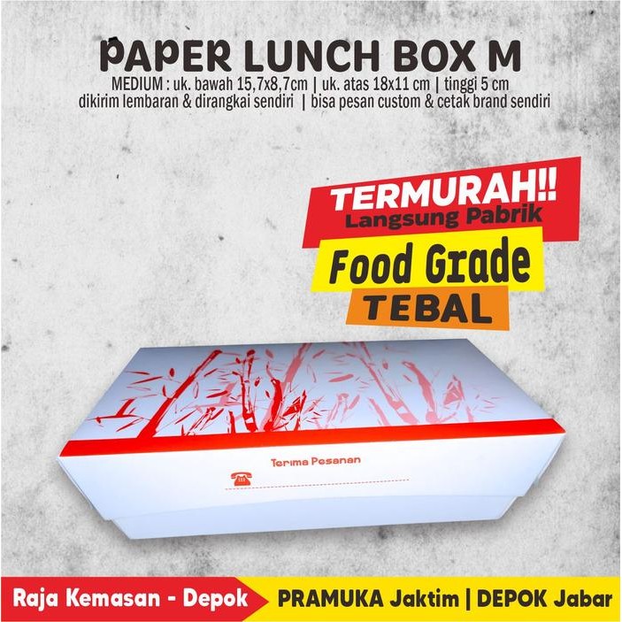 Jual PROMO PAPER LUNCH BOX M IVORY MOTIF NO LAMINASI (ISI 25 PCS ...