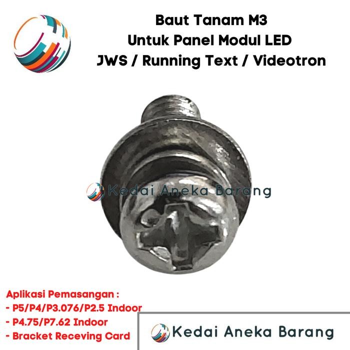 Jual Baut Tanam M3 Indoor Panel Module Modul Led Running Text Videotron ...