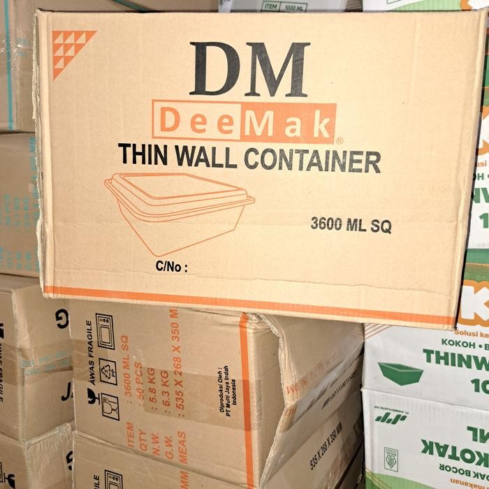 Jual THINWALL DM 3600 ML SQUERE - 3600ML SQ - KARDUS ISI 50 SET | Shopee Indonesia