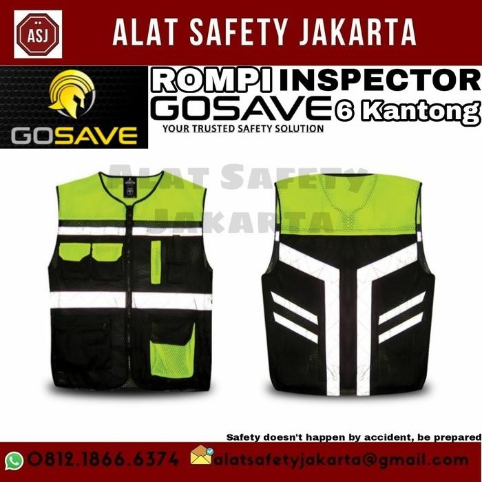 Jual Rompi Inspector Gosave 6 kantong Safety Vest Scotlht Jaring ...