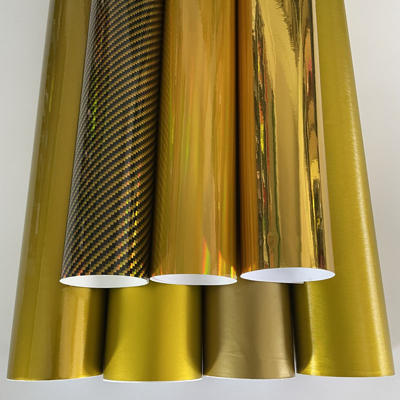 Jual Matte Gold Metallic Brushed Mirror Chrome Vinyl Wrap Film ...