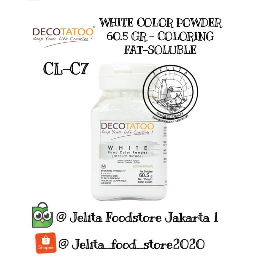 Jual Decotatoo WHITE COLOR POWDER 60.5 GR-COLORING FAT-SOLUBLE CL-C7 ...