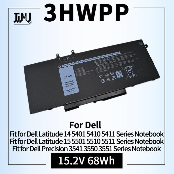 Jual 3HWPP Laptop Battery for Dell Latitude 5401 5410 5411 5501 5510 ...