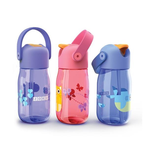 Jual Zoku Kids Flip Straw Bottle 400ml Botol Minum Anak Sedotan Anti ...