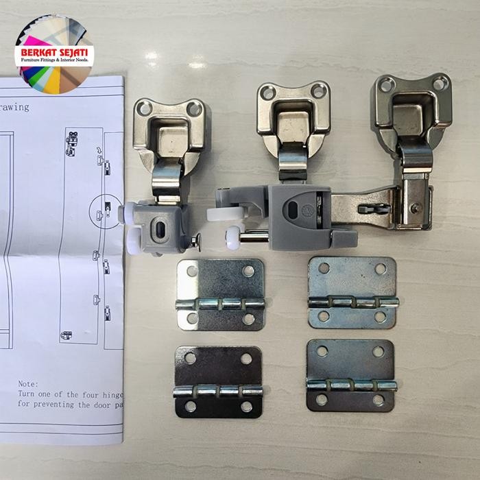 Jual Roda Pintu Lemari Rel Folding Lipat Hte 4 Pintu 2 Mtr Model Hetti ...