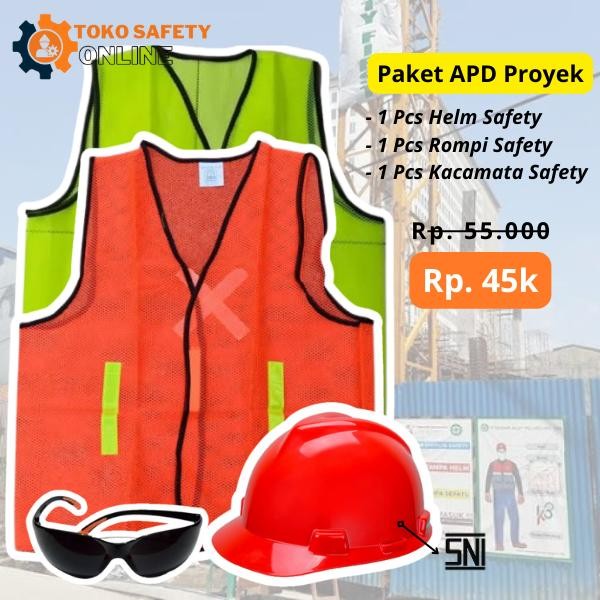 Jual Promo Paket Hemat APD Proyek / Rompi Safety - Helm Safety Proyek ...