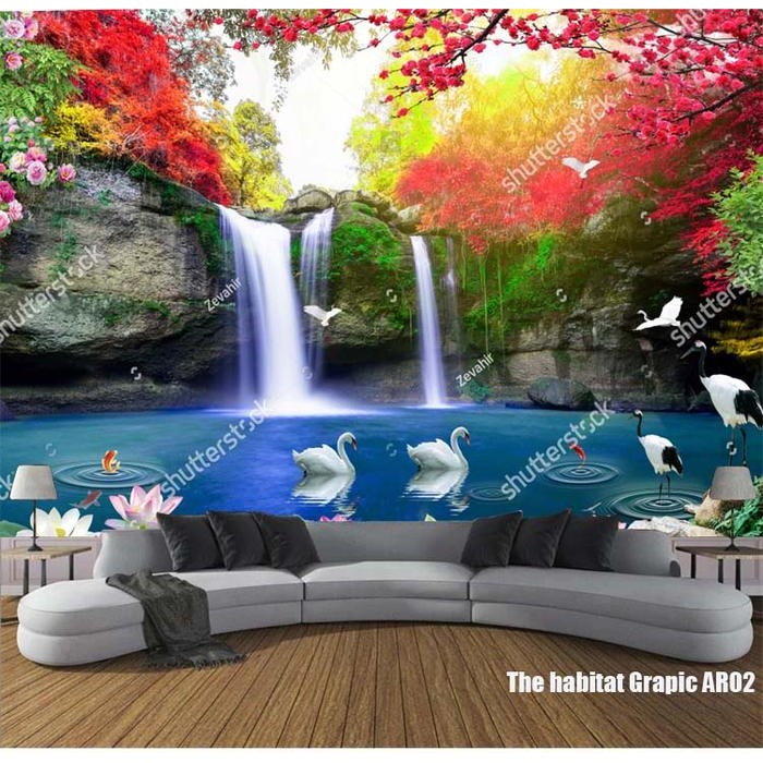 Jual Wallmural Potowall Dinding 3D Custom Ruang Tamu, Kamar Backgrond ...