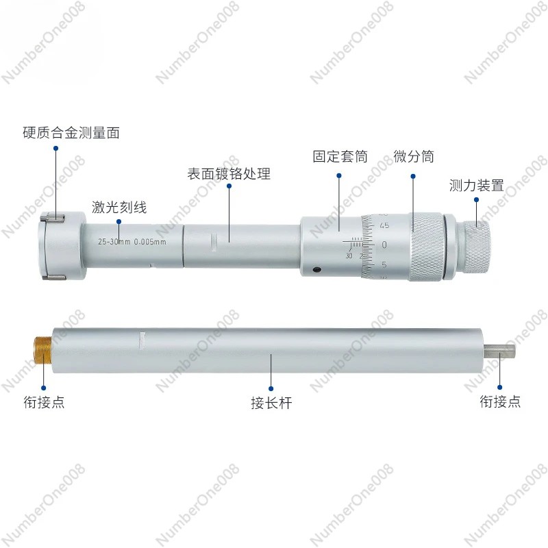 Jual Three-Point Inner Diameter Micrometer Three-Claw Digital Display ...