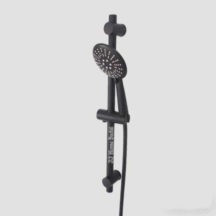 Jual Shower Set Tiang Bulat Hitam/Tiang Shower Mandi + Kran Cabang ...