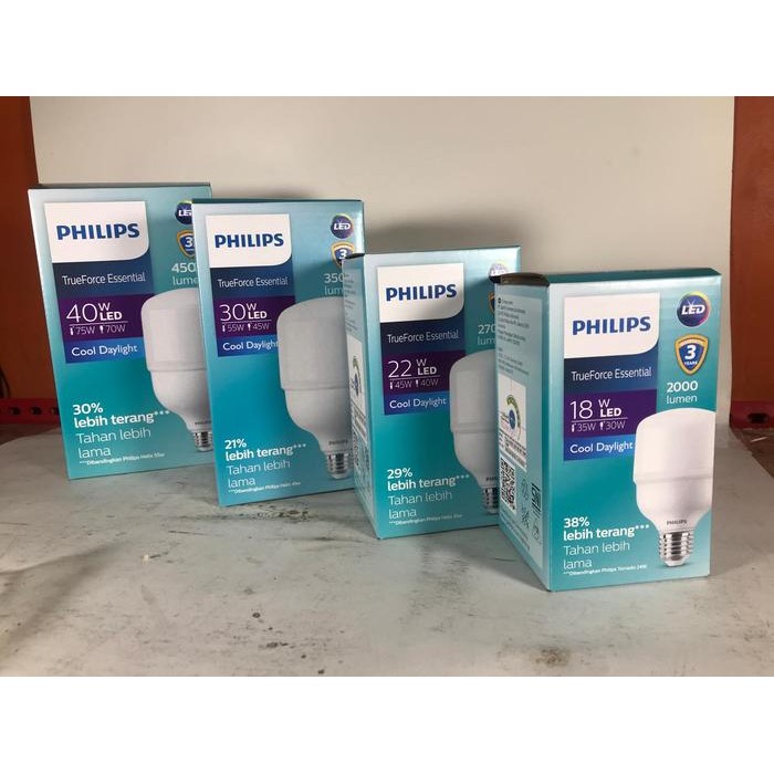 Jual philips lampu bohlam led trueforce essential philips 18w 22w 30 ...