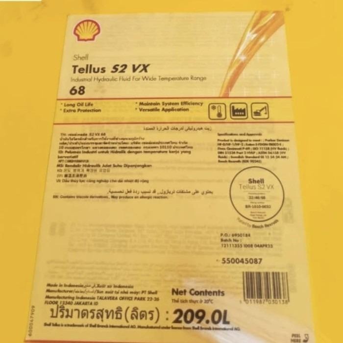 Jual OLI SHELL TELLUS S2 VX 68 / 209 LITER | Shopee Indonesia