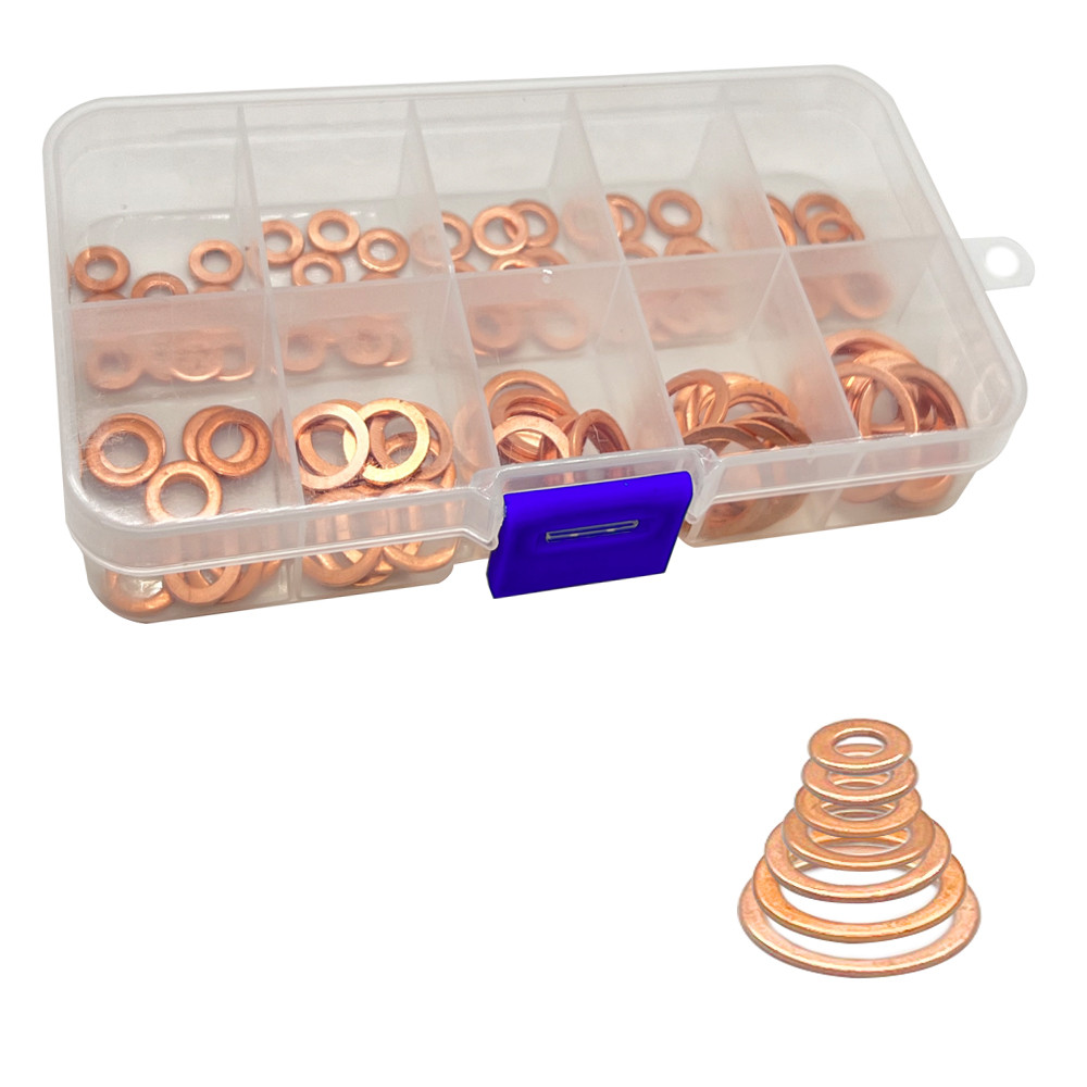 Jual 100Pcs Copper Washer Gasket Nut And Bolt Set Flat Ring Seal ...