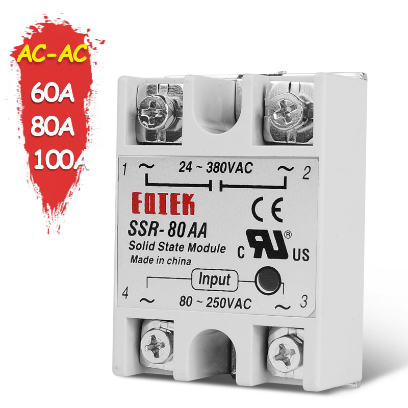 Jual Baru 60A 80A 100A Single Phase AC-AC Solid State Relay SSR SSR-60AA SSR-80AA SSR-100AA ...