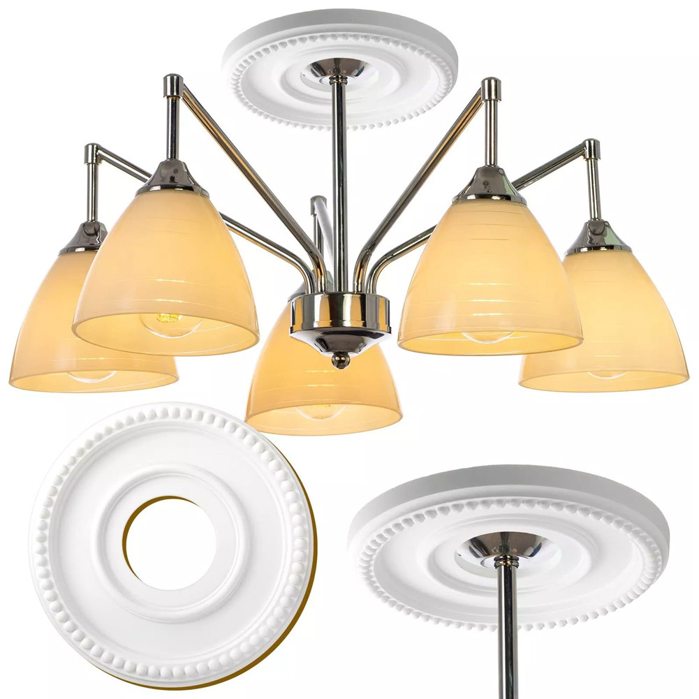 Jual Home Whtie PU Round Lighting Base Medallion Ceiling Fan Light ...
