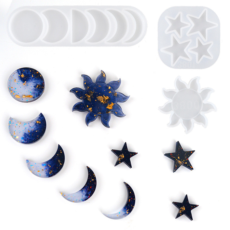 Jual Diy Moon Sun Star Epoxy Resin Casting Mold Pendant Home Decor ...