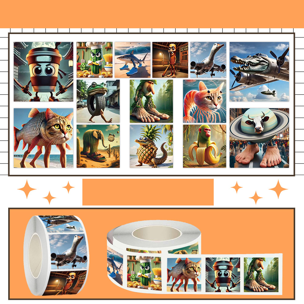 Jual 500pcs/roll Cartoon Tung Tung Sahur Italian Brainrot Animal ...