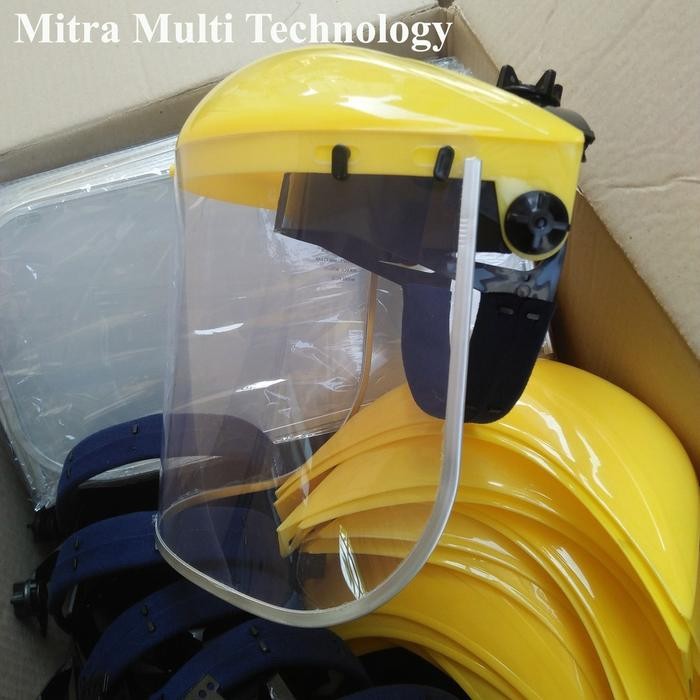 Jual Face shield Kuning 1 Dus - 1 set Full Face Shield+Visor APD ...