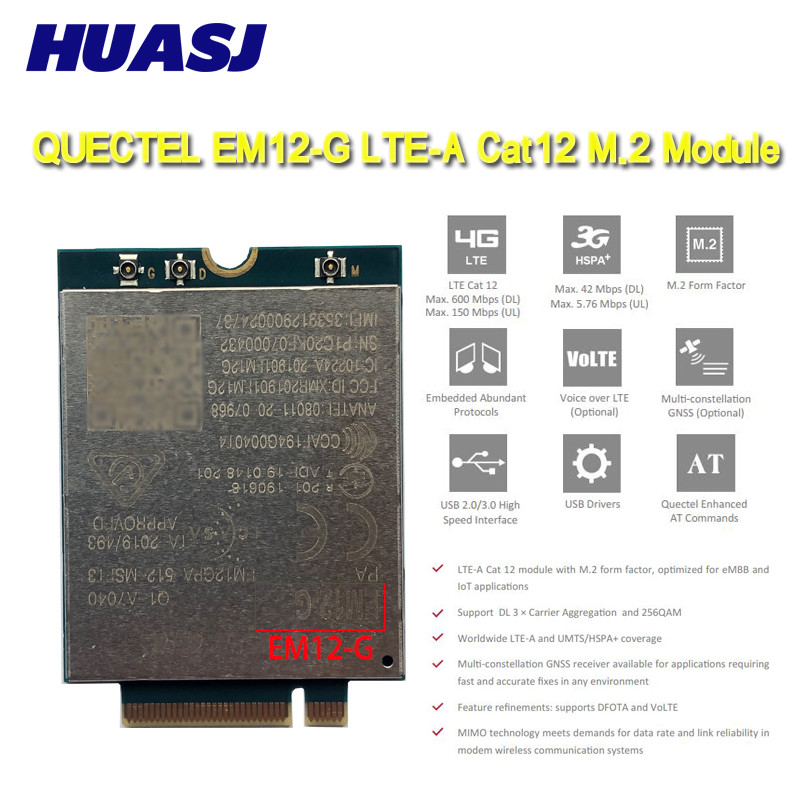 Jual Quectel EM12 EM12-G LTE-A Cat12 M.2 Module 600mbps Downlink e ...