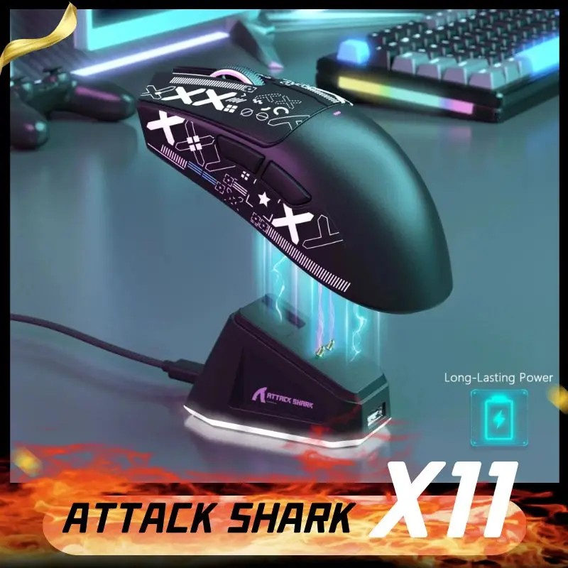 Jual Attack Shark X11 Wireless Gaming Mouse Charging Dock Pixart ...