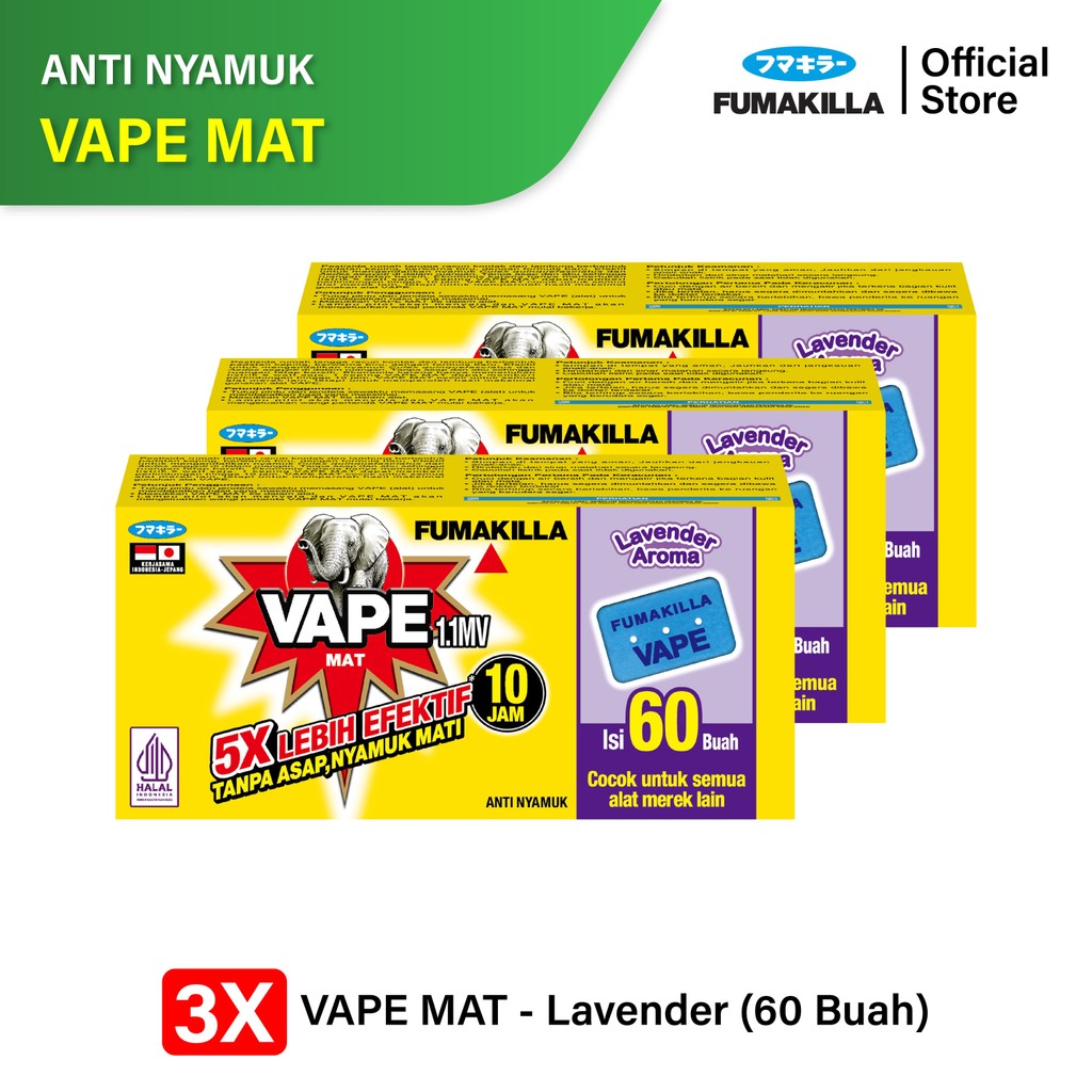 Jual Fumakilla VAPE Mat Isi 60 Lavender Aroma (PAKET ISI 3) | Shopee ...