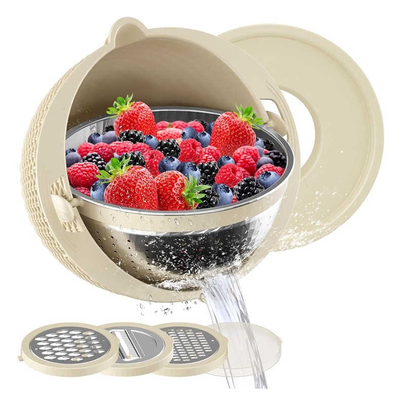Jual 4-In-1 Colander With Mixing Bowl Set,Colander Bowl,Fruit Strainer ...