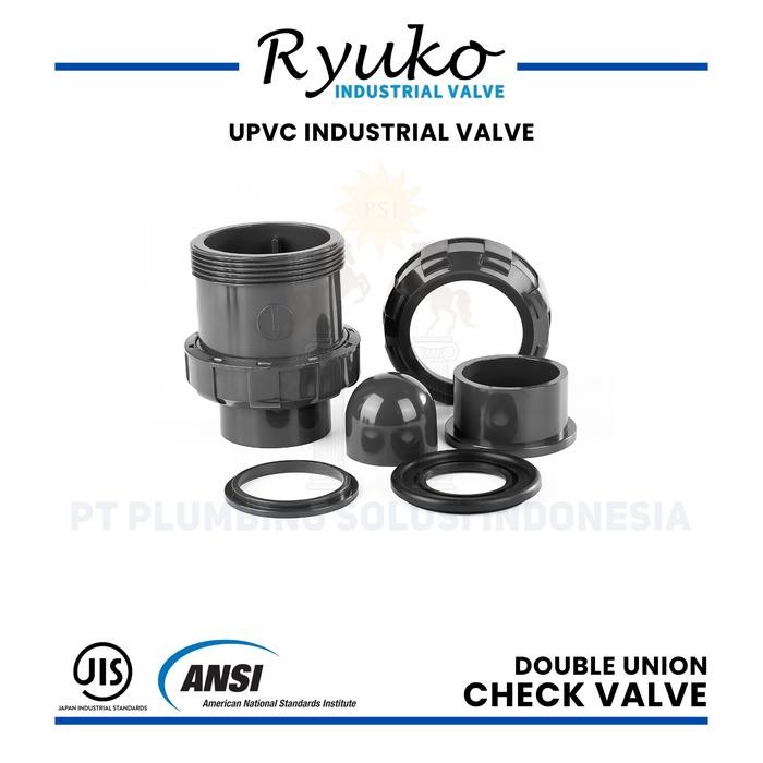 Jual Ryuko Ball Check Valve PVC 1/2 Inch 20 mm / Double Union Check ...
