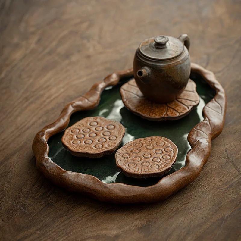Jual Tea Tray New Type of Crude Pottery Dry Bubble Tea Saucer Hand ...
