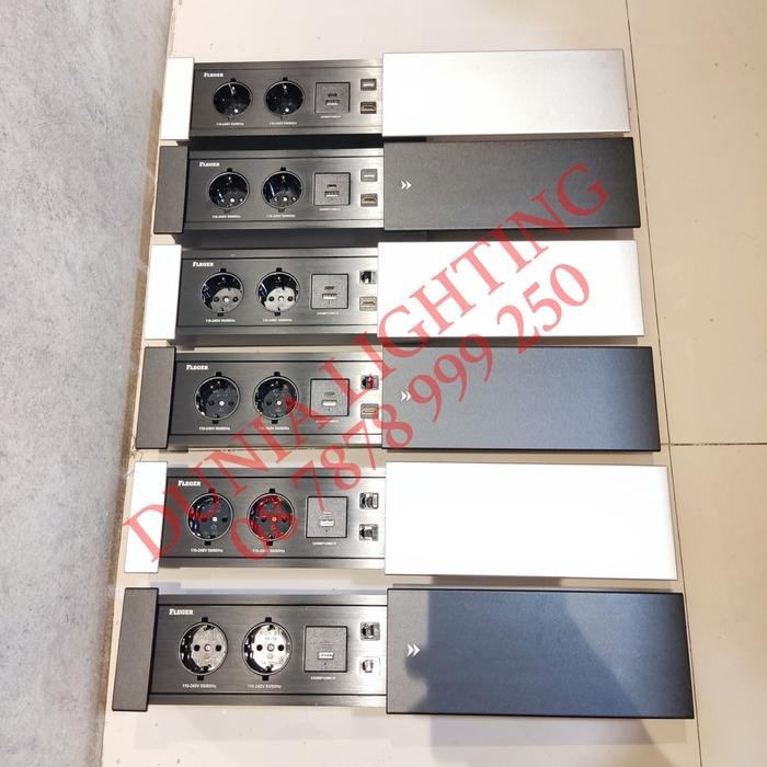 Jual STOP KONTAK MEJA SLIDING SILVER KOMPLIT MULTIMEDIA SOCKET MEJA ...