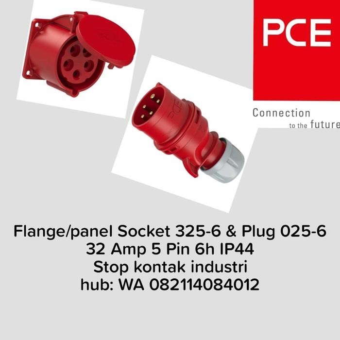 Jual SOCKET INDUSTRI FLANGE 325-6 + PLUG 025-6 PCE 32AMP 5PIN 6H IP44 ...