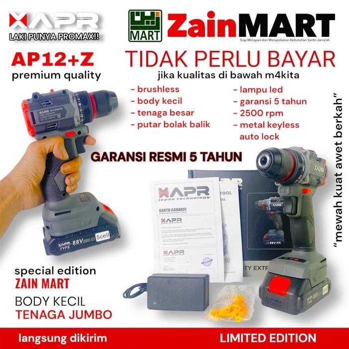 Jual APR RAJA BOR CORDLESS BRUSHLESS TYPE AP12+ 10MM KEYLESS AUTO LOCK ...