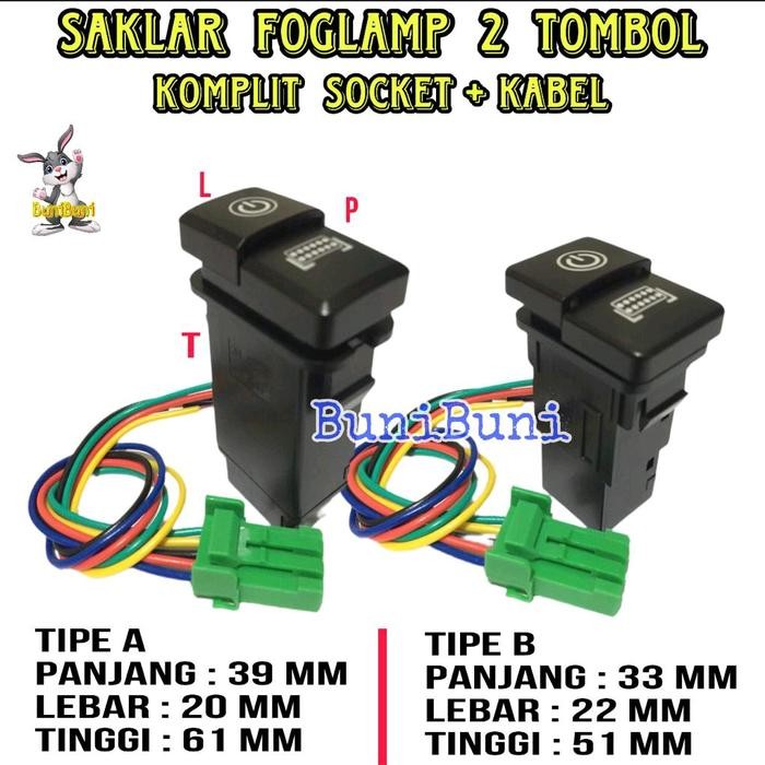 Jual Saklar Foglamp 2 Tombol - Switch Tombol Lampu Tembak / Kabut Mobil ...