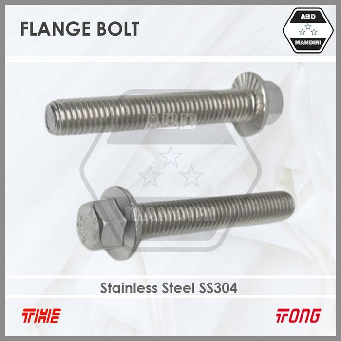 Jual SS304 Baut Flange M10 X 30 ( SUS304 A2-70 Flange Bolt Stainless ...