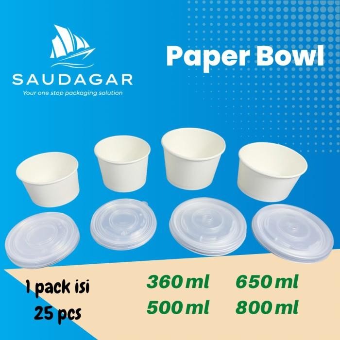 Jual (Allthebest) Paper Rice Bowl 800 ml / Mangkok Kertas Dengan Tutup ...