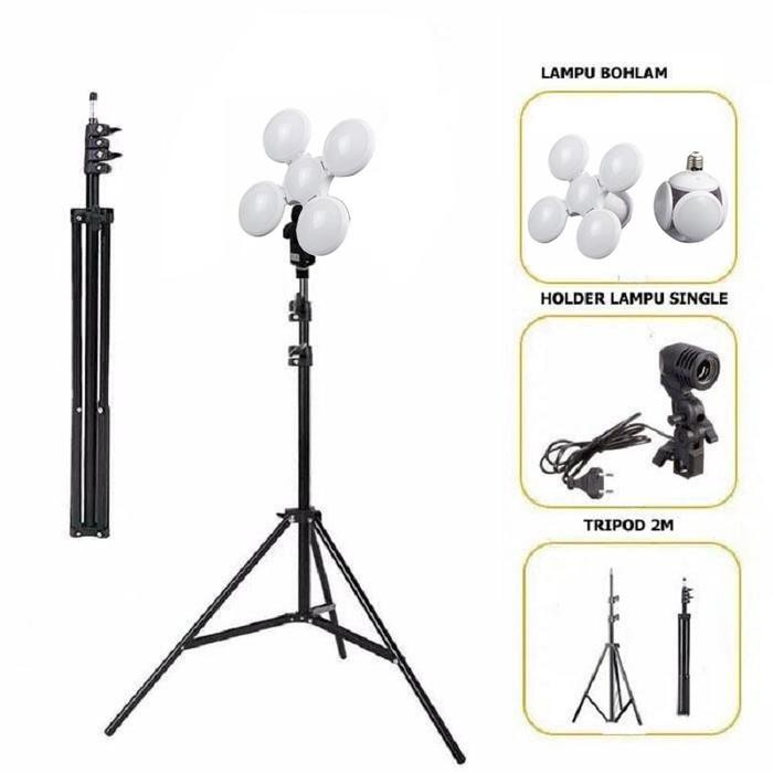 Jual PAKET LENGKAP STUDIO LIGHTNING TRIPOD 2M PLUS FITTING E27 LAMPU ...